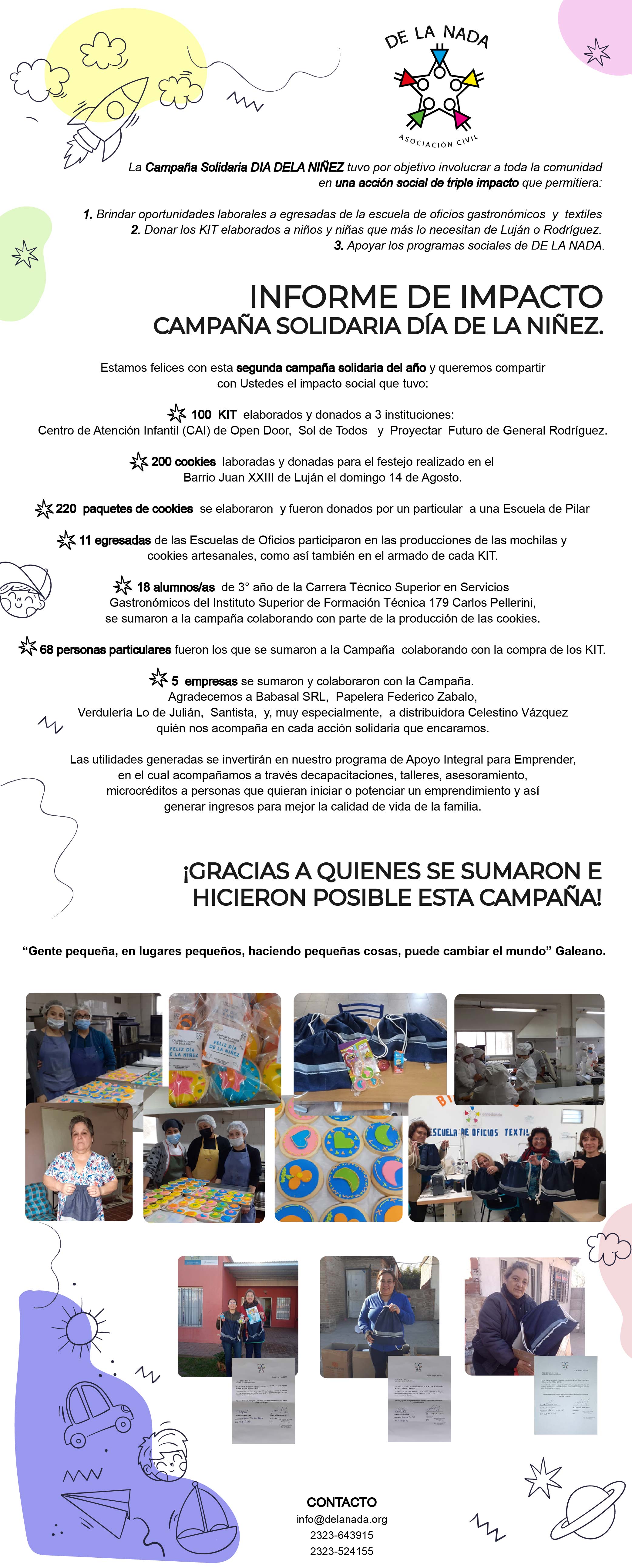 DE LA NADA Asociación Civil - INFORME DE IMPACTO – CAMPAÑA SOLIDARIA ...